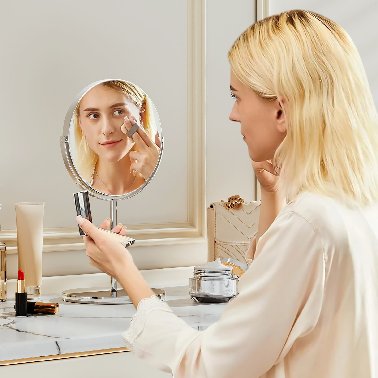 Symple Stuff Aadhith 6.5" Double-Sided Table Mirror, 1x/3x ...